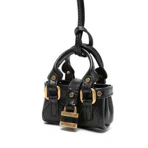 Chloé Buffalo Leather Keyring With Gold-tone Hardware - Black