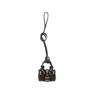 Chloé Buffalo Leather Keyring With Gold-tone Hardware - Black