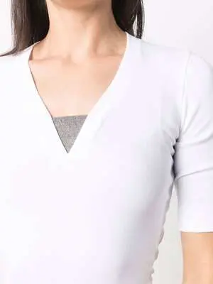 Brunello Cucinelli V-neck Short Sleeve Cotton Sweater