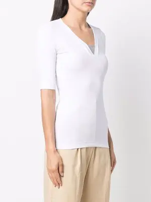 Brunello Cucinelli V-neck Short Sleeve Cotton Sweater