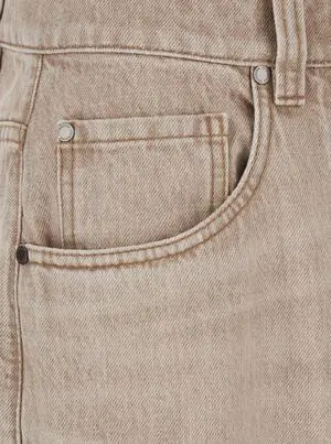 Brunello Cucinelli Beige Denim Balloon Fit Jeans With Back Logo Patch - Multicolor