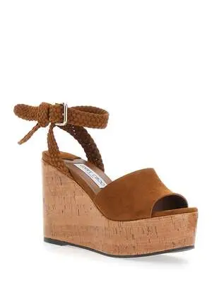 JIMMY CHOO Leather Wedge Sandals