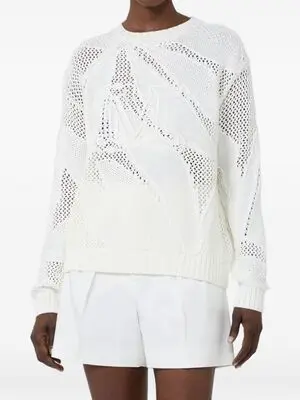 Max Mara Cotton Crewneck Sweater - Multicolor