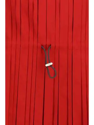 Fendi Short Faille Dress With Asymmetric Hem And Drawstring Waist - Red