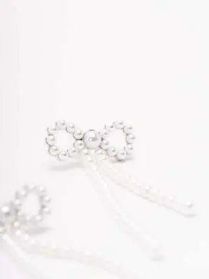 SELF-PORTRAIT Bow Dangle Earrings With Faux Pearls
