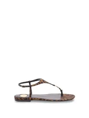 Saint Laurent Cassandra Leopard Print Flat Sandals - Multicolor