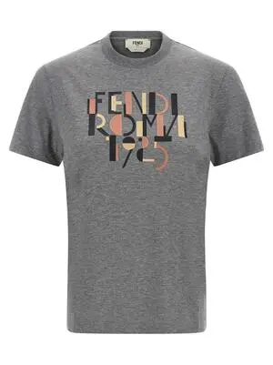 Fendi Fendi Roma 1925 Cotton Mélange Jersey T-Shirt Gray