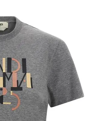 Fendi Roma 1925 Cotton Mélange Jersey T-shirt - Gray