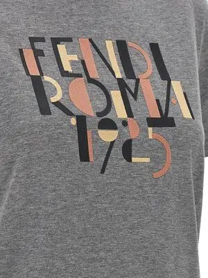 Fendi Roma 1925 Cotton Mélange Jersey T-shirt - Gray