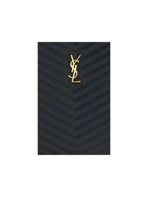 Saint Laurent Quilted Leather Pouch With Gold-tone Logo Applique