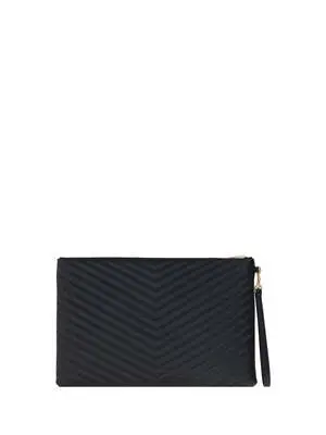Saint Laurent Quilted Leather Pouch With Gold-tone Logo Applique