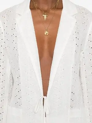FORTE_FORTE Embroidered Cotton Jacket With Crystal Eyelet Detail - Multicolor