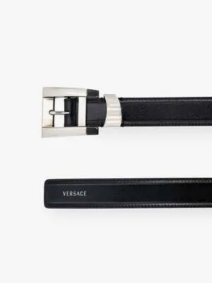 Versace Leather Belt With Engraved Medusa Buckle - Multicolor