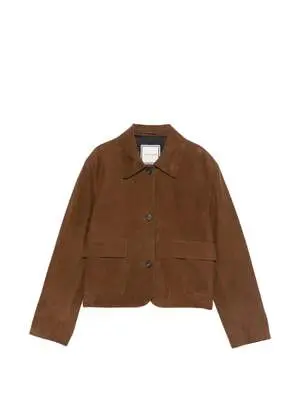 Tagliatore Cropped Suede Leather Jacket