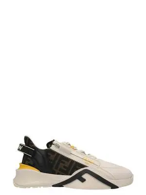 Fendi Flow Leather Sneakers With Embossed Logo - Multicolor