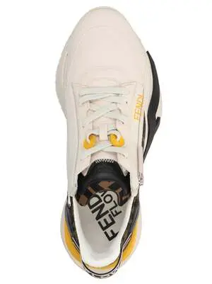 Fendi Flow Leather Sneakers With Embossed Logo - Multicolor