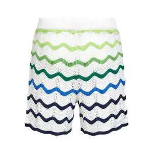 Casablanca Gradient Wave Knit Deck Shorts - White