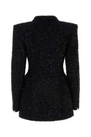 Balenciaga Boucle Oversize Hourglass Blazer - Black