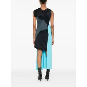 Balenciaga Asymmetrical Paneled Sleeveless Dress With Lace Detailing