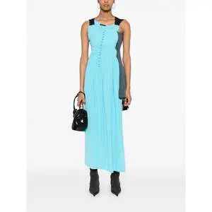 Balenciaga Asymmetrical Paneled Sleeveless Dress With Lace Detailing