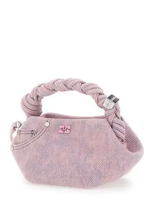 GANNI Denim Mini Handbag With Woven Handle - Multicolor