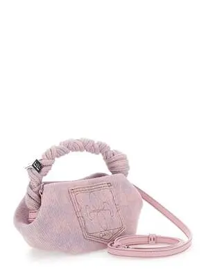 GANNI Denim Mini Handbag With Woven Handle - Multicolor