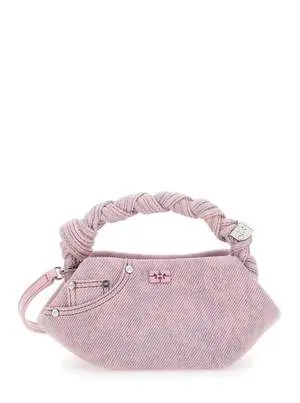 GANNI GANNI Denim Mini Handbag With Woven Handle Multicolor