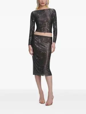 SELF-PORTRAIT Rhinestone Embellished Long Sleeve Top