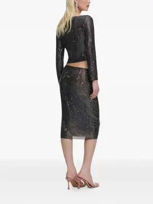 SELF-PORTRAIT Rhinestone Embellished Long Sleeve Top