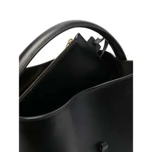 Saint Laurent Calfskin Bucket Bag With Cassandre Logo Plaque - Black