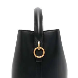 Saint Laurent Calfskin Bucket Bag With Cassandre Logo Plaque - Black