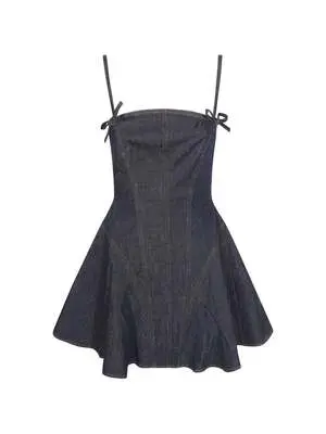 SELF-PORTRAIT Denim Bow Mini Dress