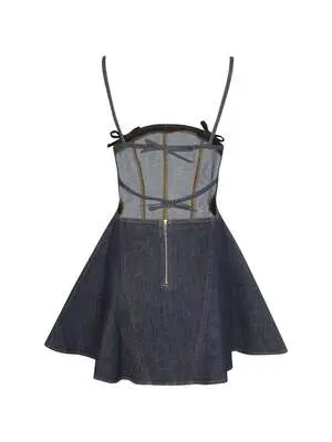 SELF-PORTRAIT Denim Bow Mini Dress