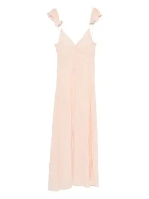 FORTE_FORTE FORTE FORTE V-Neck Long Dress With Ruffled Sleeves Multicolor