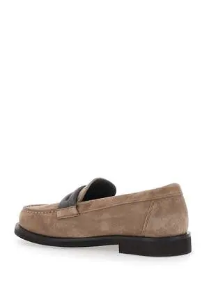 Brunello Cucinelli Suede Loafers With Monile Detail - Multicolor