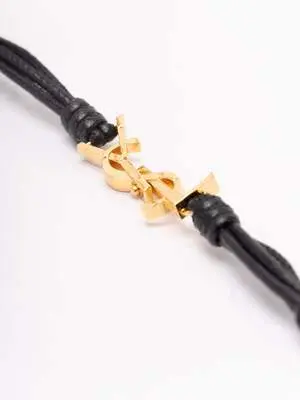 Saint Laurent Leather And Gold Tone Bracelet