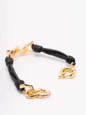 Saint Laurent Leather And Gold Tone Bracelet
