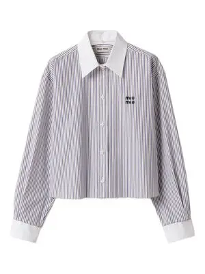 MIU MIU MIU MIU Striped Cotton Shirt With Embroidered Logo