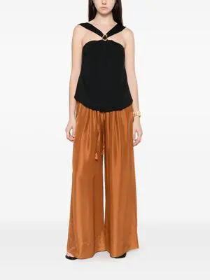 FORTE_FORTE Silk Drawstring Wide-leg Trousers - Multicolor