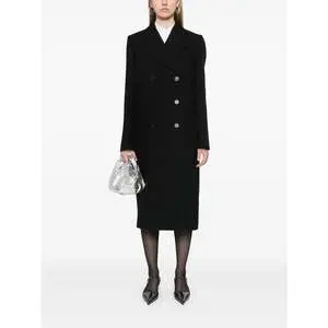 Prada Double-breasted Virgin Wool Coat With Paneling - Black