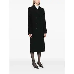 Prada Double-breasted Virgin Wool Coat With Paneling - Black