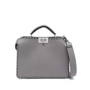 Fendi Grey Calf Leather Shoulder Bag - Gray