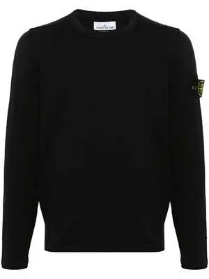 Stone Island Cotton Blend Crewneck Sweater - Black
