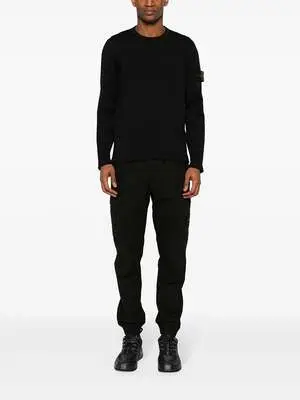 Stone Island Cotton Blend Crewneck Sweater - Black