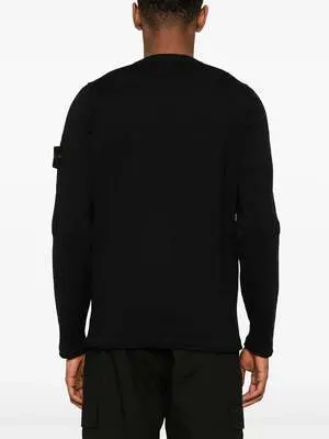 Stone Island Cotton Blend Crewneck Sweater - Black