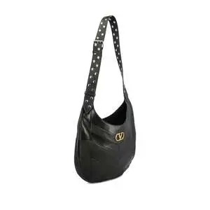 Valentino Garavani Leather Shoulder Bag With Stud Embellishments - Black