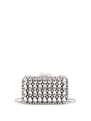 SELF-PORTRAIT Embellished Satin Crystal Clutch Bag