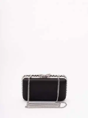 SELF-PORTRAIT Embellished Satin Crystal Clutch Bag