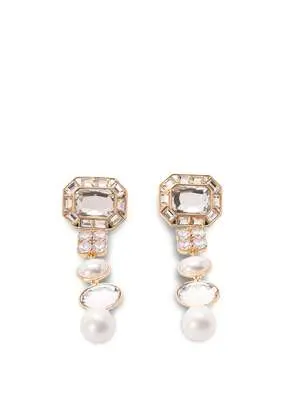 SELF-PORTRAIT Crystal Pearl Dangle Earrings - Multicolor