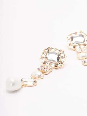 SELF-PORTRAIT Crystal Pearl Dangle Earrings